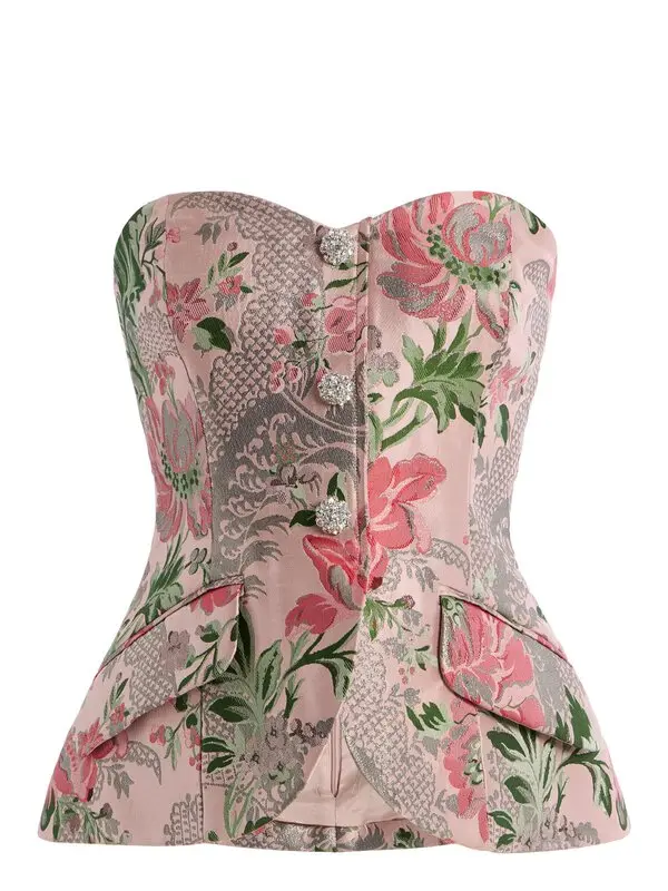 Cara Cara Wes Jacquard Corset Top - Floral