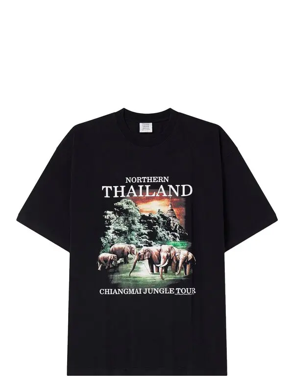 Vetements Thailand Tourist Oversized Cotton-jersey T-shirt - Black