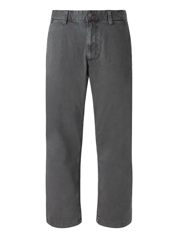 CORRIDOR Straight-leg Garment-dyed Stretch-cotton Twill Trousers - Black