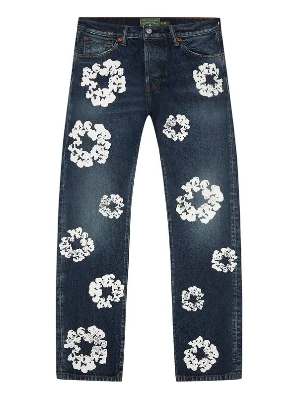 DENIM TEARS Straight Cotton Wreath Denim Pant - Blue