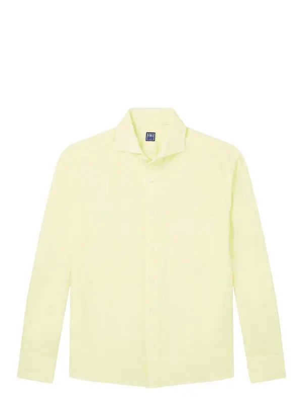 Fedeli Phil Cutaway-collar Linen Shirt - Yellow