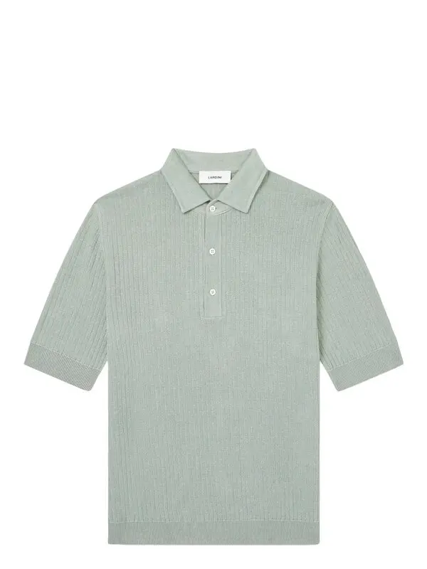 LARDINI Ribbed Linen And Cotton-blend Polo Shirt - Green