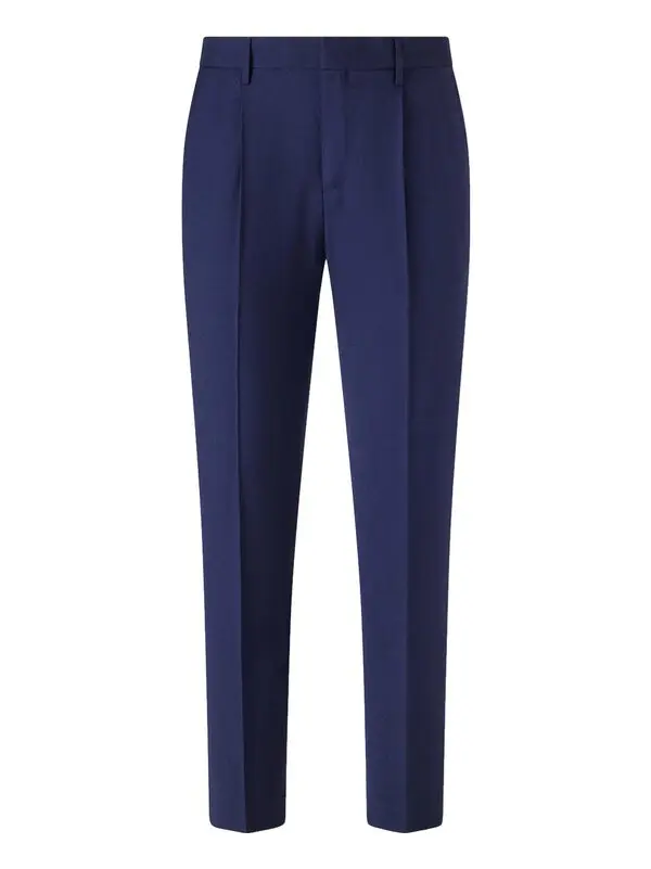 Sunspel Tapered Pleated Virgin Wool-twill Trousers - Blue
