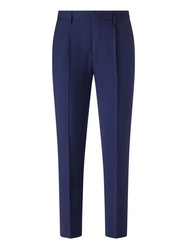 Sunspel Tapered Pleated Virgin Wool-twill Trousers - Navy