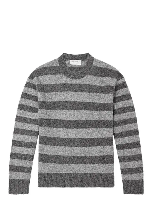 Officine Générale Randy Striped Knitted Sweater - Gray