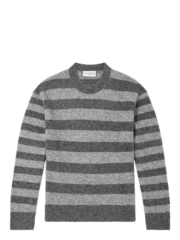 Officine Générale Randy Striped Knitted Sweater - Gray
