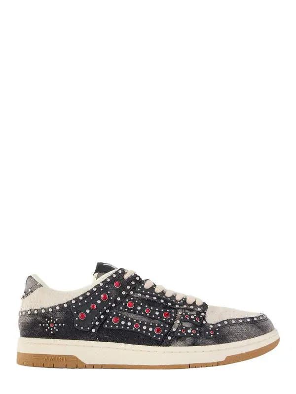 Amiri Skel-top Studded Denim Sneakers - Black