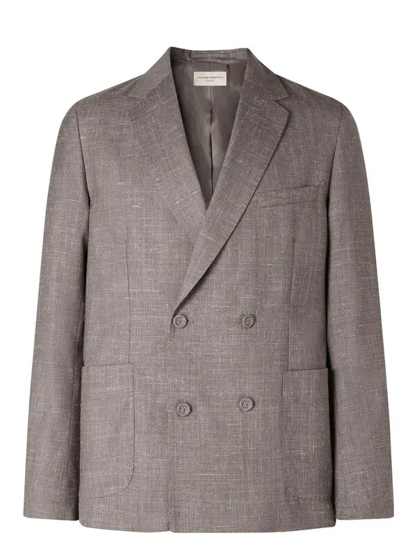 Officine Générale Leon Wool, Silk And Linen-blend Suit Jacket - Brown