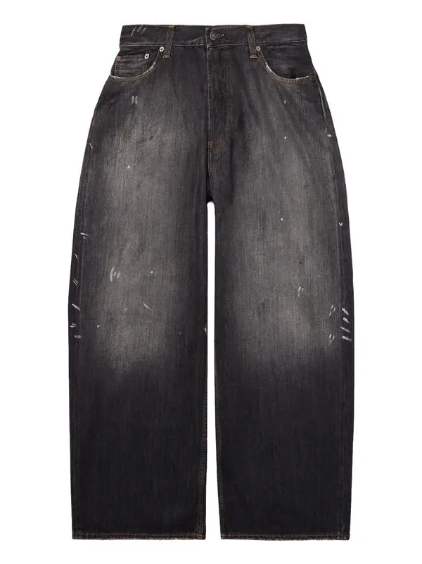 Acne Studios Paint-splattered Wide-leg Jeans - Black