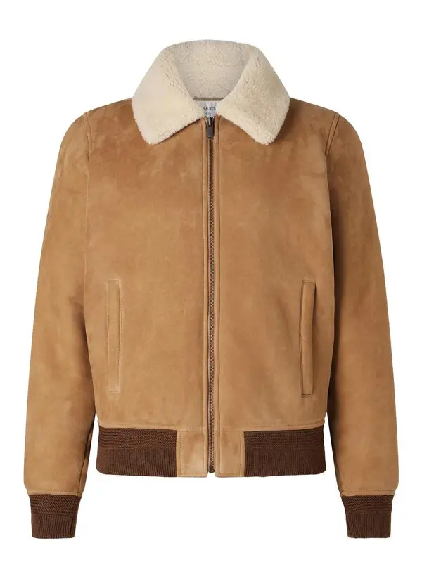 Saint Laurent Shearling Blouson Jacket - Brown