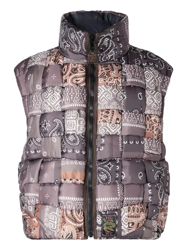 Kapital Quilted Patchwork Bandana-print Gilet - Brown