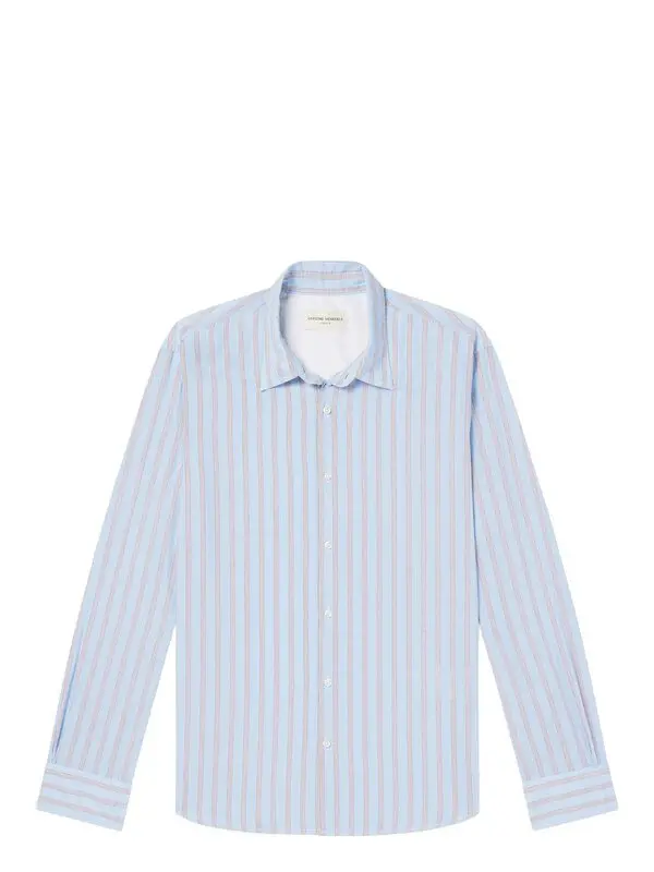 Officine Générale Giacomo Striped Cotton-poplin Shirt - Blue