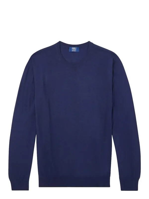 Fedeli Wool Crewneck Sweater - Blue