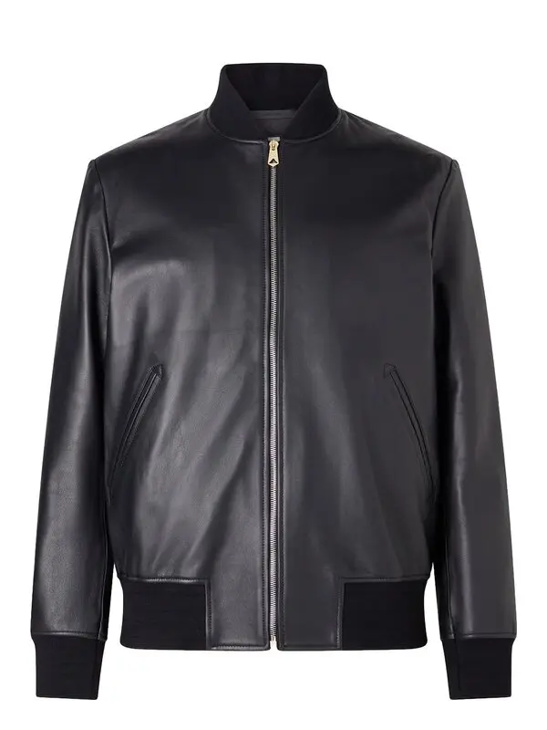 Paul Smith Leather Bomber Jacket - Black