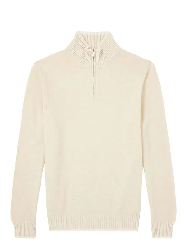 Fedeli Cashmere Half-zip Sweater - Beige