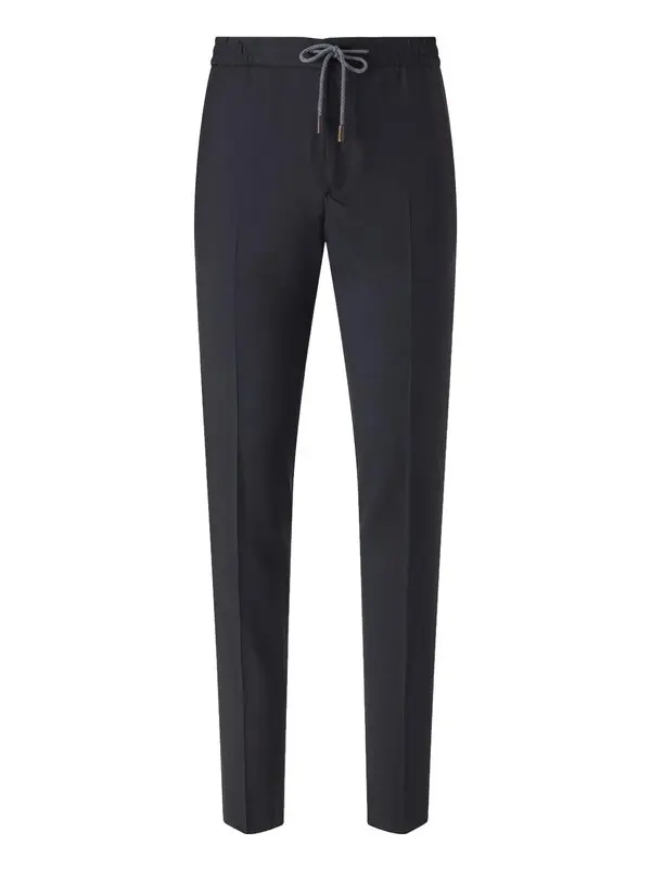 SLOWEAR Slim-leg Virgin Wool Drawstring Trousers - Black