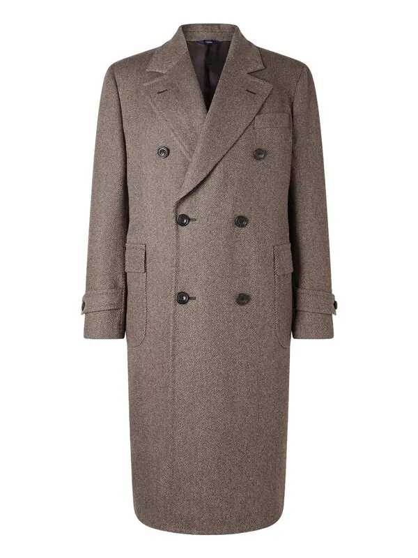 Thom Sweeney Wool-twill Double-breasted Overcoat - Brown