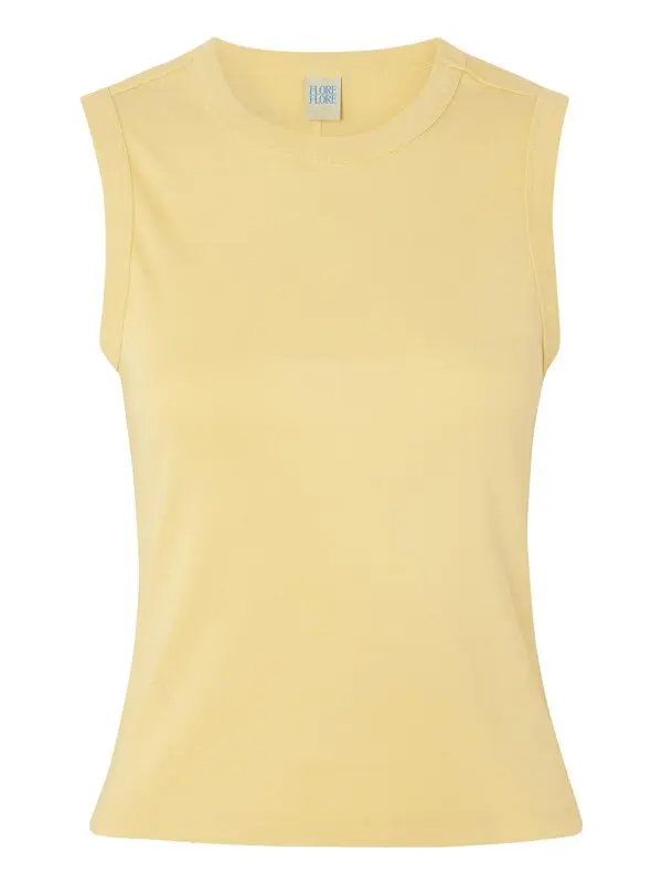 FLORE FLORE Esmé Ribbed Organic Cotton-jersey Tank - Yellow