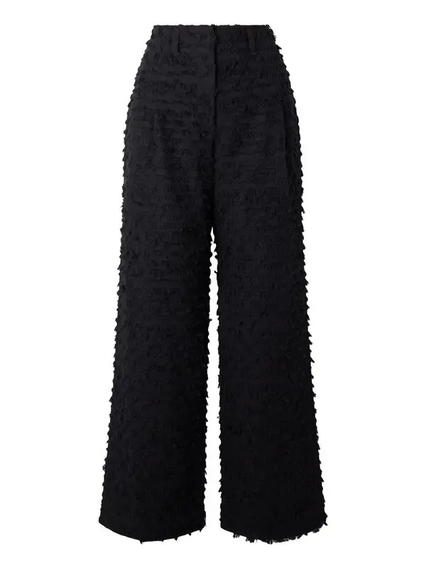 Ulla Johnson Beatrix Fringed Cotton-twill Wide-leg Pants - Black
