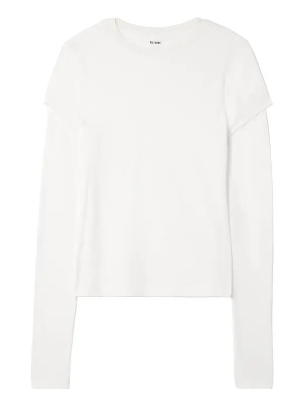 RE/DONE Layered Micro Modal And Supima Cotton-blend Jersey T-shirt - Off-white