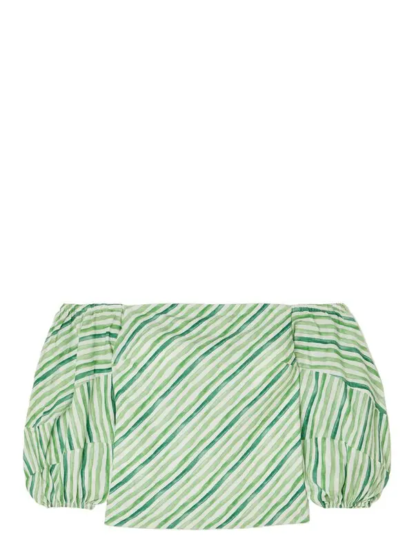 Rosie Assoulin Off-the-shoulder Striped Blouse - Green