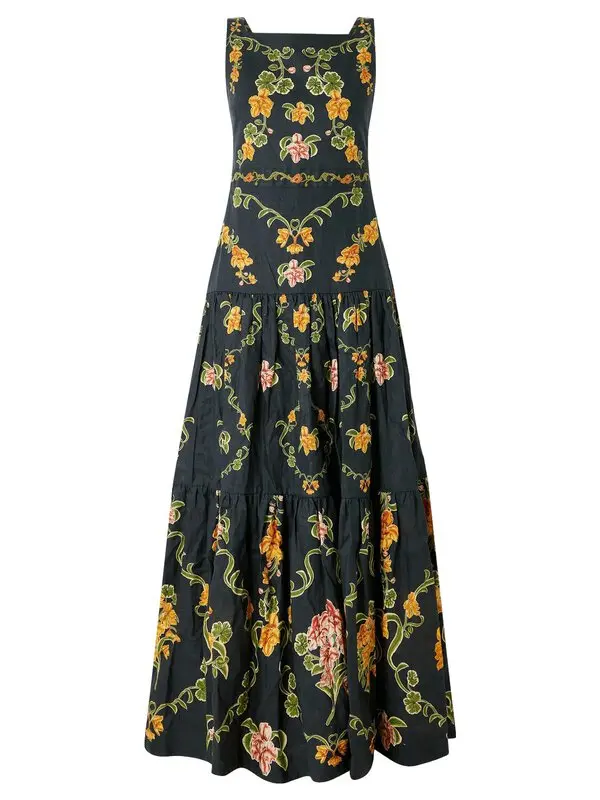 Agua Bendita Abeja Floral-print Linen Maxi Dress - Multi