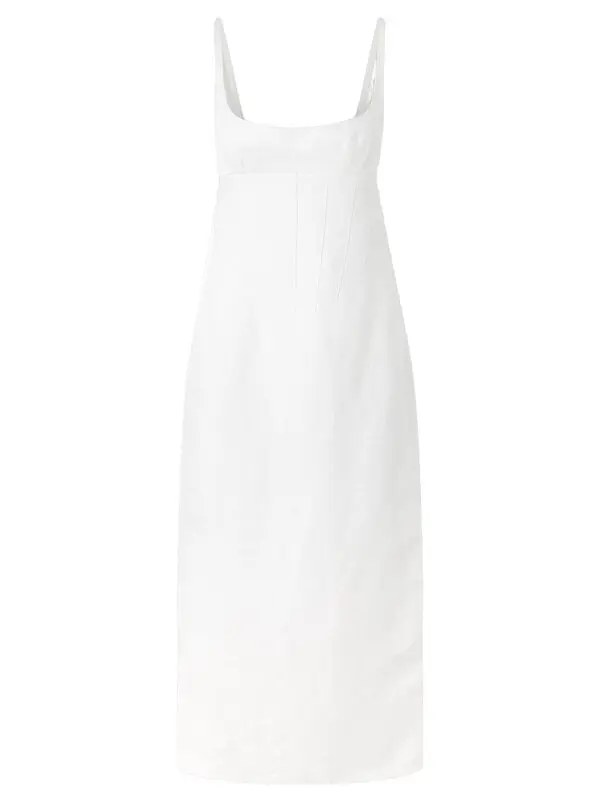 Khaite Lotte Linen Midi Dress - Neutrals