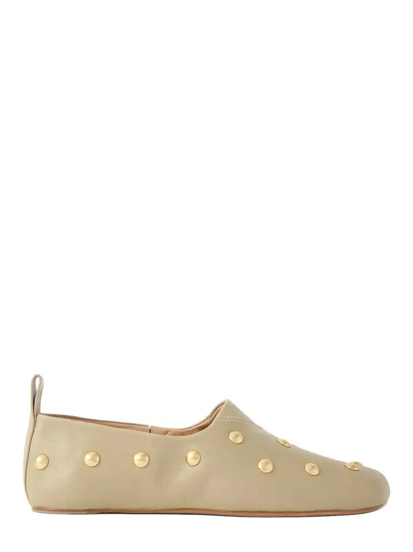 Chloé Rita Embellished Leather Ballet Flats - Cream