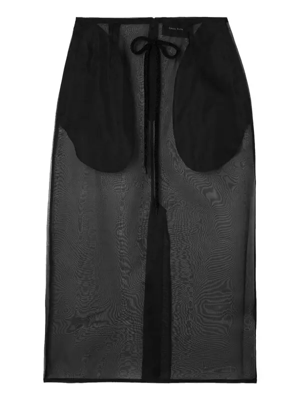 Simone Rocha Bow-detailed Silk-organza Midi Skirt - Black