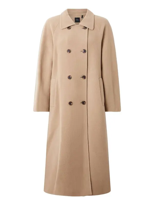Theory Double-breasted Wool And Cashmere-blend Coat - Beige