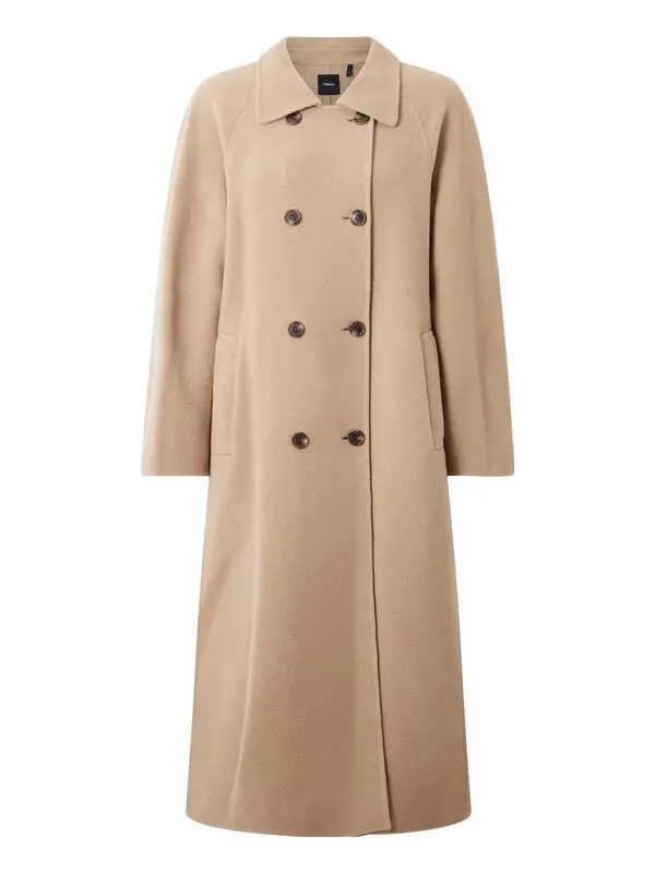 Theory Double-breasted Wool And Cashmere-blend Coat - Neutrals