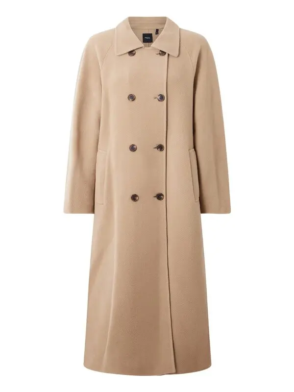 Theory Double-breasted Wool And Cashmere-blend Coat - Neutrals