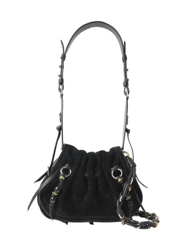 Isabel Marant Bolton Tasseled Leather-trimmed Suede Shoulder Bag - Black