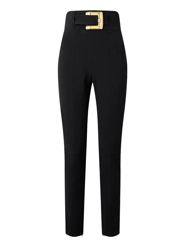 Balmain Belted Stretch-ponte Skinny Pants - Black