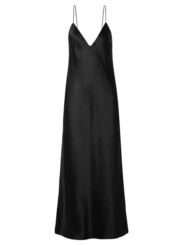 Khaite Taja Satin Maxi Dress - Black