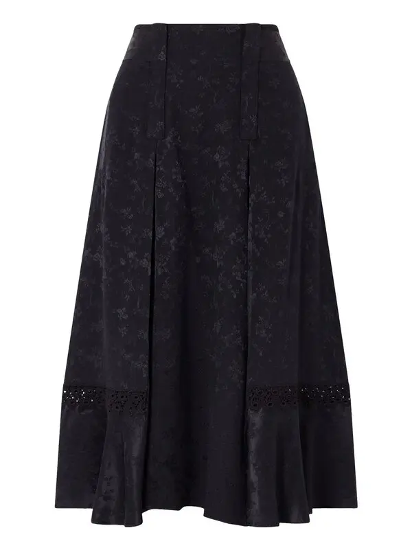 Maison Mayle Amparo Pleated Jacquard Midi Skirt - Black