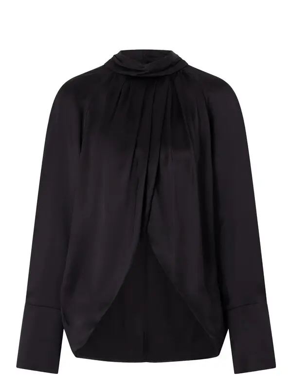 Balmain Draped Silk-satin Blouse - Black