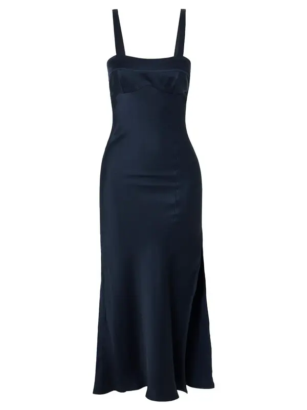 Victoria Beckham Paneled Satin Midi Dress - Blue