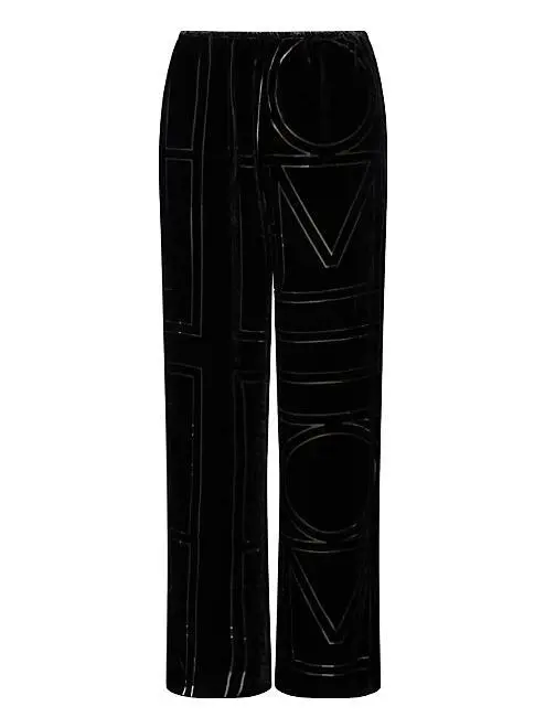 TOTEME Monogram Devoré Silk-blend Trousers - Black