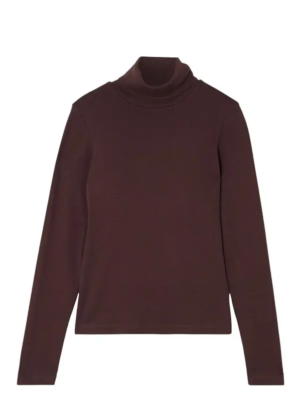 FLORE FLORE Dinah Ribbed Turtleneck Top - Brown