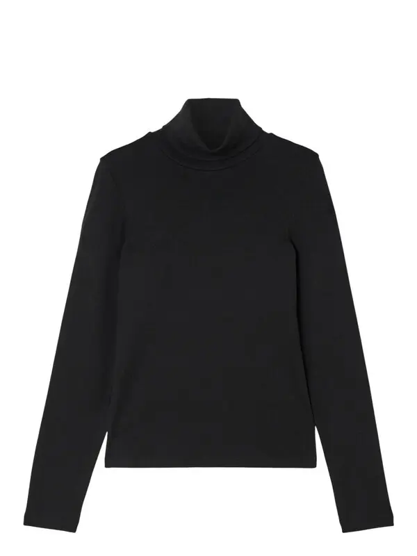 FLORE FLORE Dinah Ribbed Organic Turtleneck Top - Black