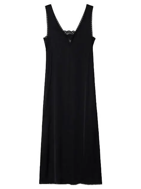 Zadig&Voltaire Satin Maxi Dress With Lace - Black