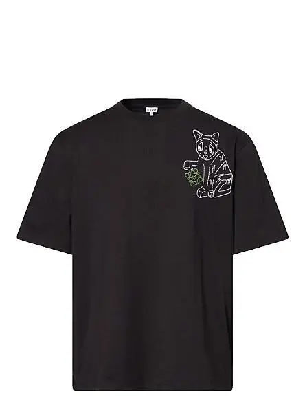 Loewe Cat Loose-fit Cotton-jersey T-shirt - Black