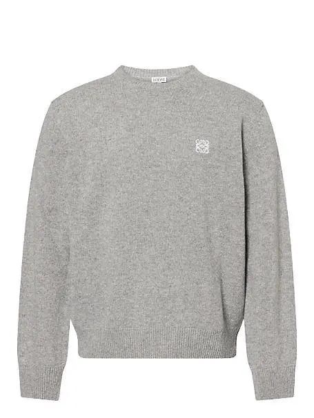 Loewe Anagram Relaxed-fit Wool Jumper - Grey Melange