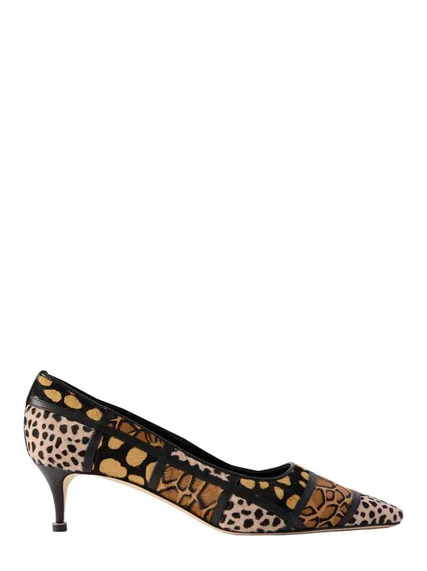 Manolo Blahnik Maren 50 Leather-trimmed Patchwork Animal-print Calf Hair Pumps - Animal Print