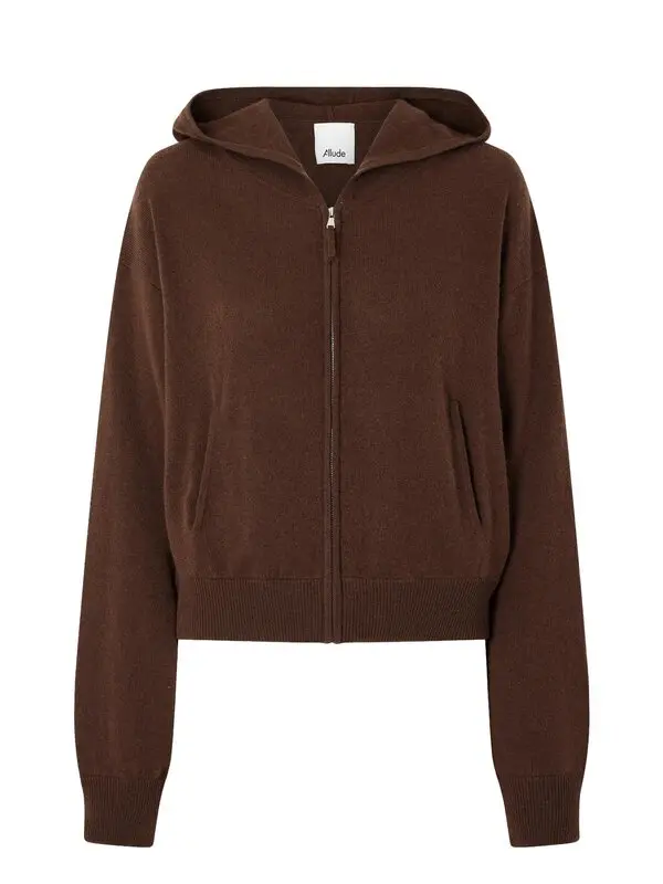 ALLUDE Wool And Cashmere-blend Hoodie - Brown