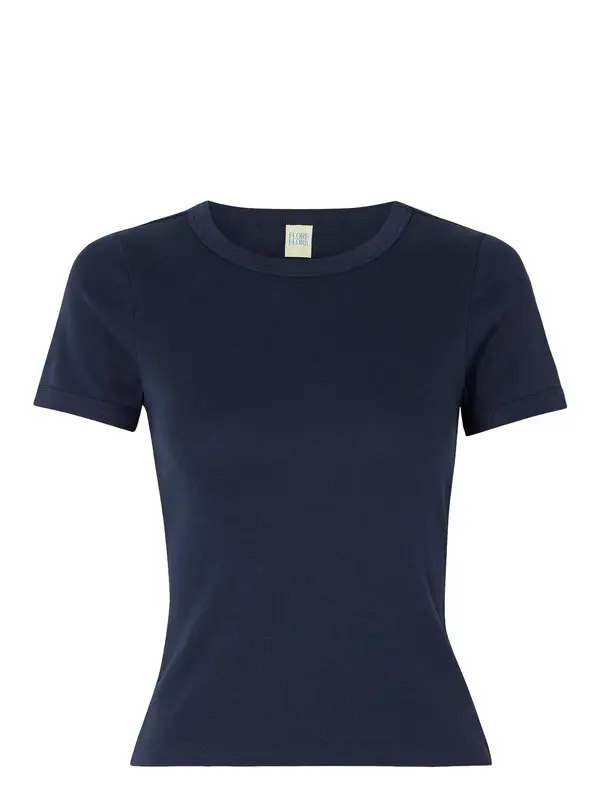 FLORE FLORE Car Ribbed Organic Cotton-jersey T-shirt - Blue
