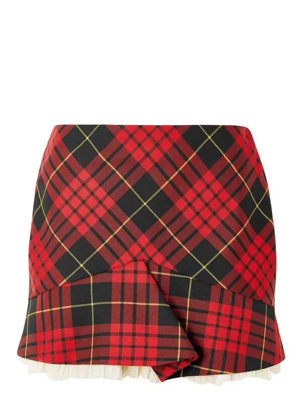 Alexander McQueen Checked Woven Mini Skirt - Red