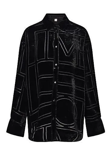 TOTEME Oversized Devoré Silk-blend Shirt - Black
