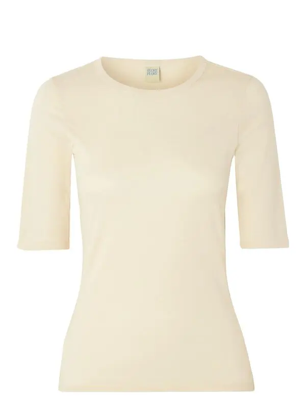 FLORE FLORE Anna Organic Cotton-jersey T-shirt - Neutrals